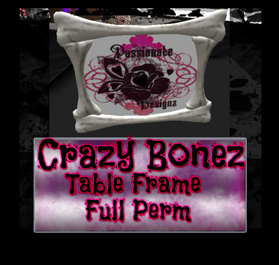 Second Life Marketplace - Passionate Designz: Crazy Bonez Table Frame